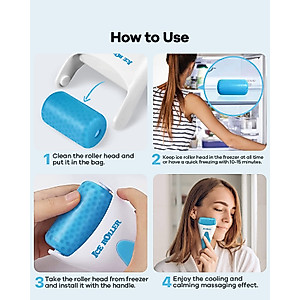 BearKig Ice Roller, Ice Roller for Face, Ice Face Roller, Cold Facial Ice Roller Massager for Eye Puffiness, Women's Gifts, Migraine, TMJ Pain Relief & Minor Injuries, Skin Care Products (Blue)