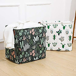 DOITOOL Laundry Baskets, 1pc Cotton and Linen Dirty Laundry Basket Fabric Folding Storage Basket Laundry Basket Household Cloth Basket (100L Green Grass)