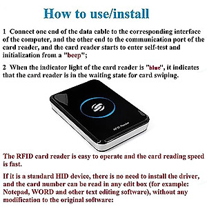RFID Reader,Ajfwm New Metal Case ID IC Card Reader RFID Reader Long Range 125KHz/13.56Mhz Dual Frequency Reads TK4001 EM4100 NFC Card MFS50S70 and Other 14443A Protocol Tags