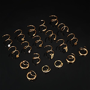 Drperfect 10Pairs Twisted Hoop Earrings for Women 316L Stainless Steel Spiral Earrings Cuff Wrap Earrings Double Hoop Earrings Twist Earrings