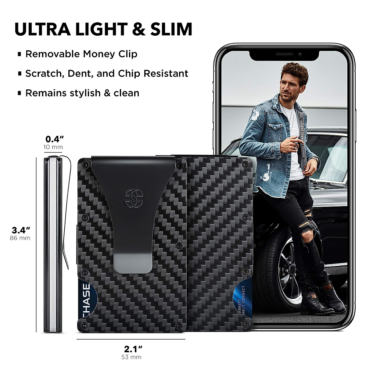 Suavell Slim Metal Wallet for Men - Minimalist Tactical Wallet - RFID Blocking Card Holder w Money Clip - Thin, Smart Wallet - Front Pocket Wallet - Aluminum Credit Card Holder (Black Element 2.0)