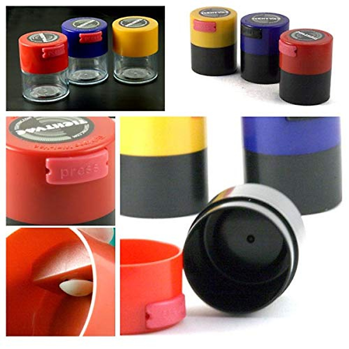 Minivac - 10g to 30 grams Airtight Multi-Use Vacuum Seal Portable Storage Container for Dry Goods, Food, and Herbs - Yellow Cap & Clear Body