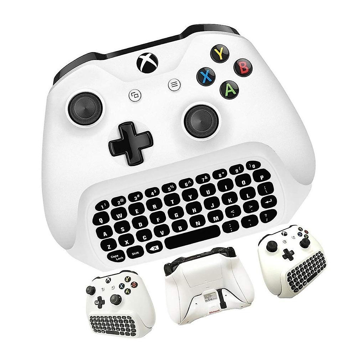 OSTENT 2.4G Wireless Chat Gamepad Keyboard with Headset Audio for Microsoft Xbox One/S/X Controller Color White