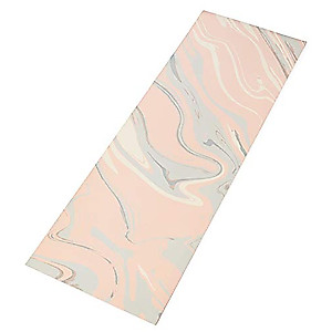 Love Sweat Fitness Premium Yoga Mat | 5mm Pink and Marble Pattern Reversible Non-Slip Exercise Mat for Yoga and Floor Workouts