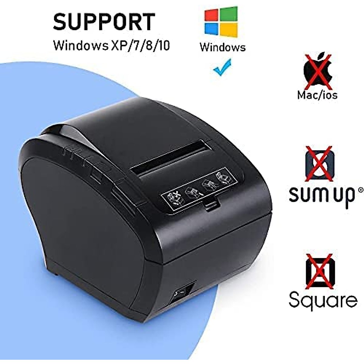 MUNBYN Bluetooth 5.0 POS Printer P047, 80mm Receipt Printer, Direct Thermal Printer with USB Serial Ethernet, Bluetooth, Android Windows PC