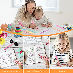 Bible Highlighters and Pens No Bleed, 12 Pcs Pastel Highlighter Set and Ballpens (Black Ink), No Bleed Highlighters for Bibles Study Journaling School Office Supplies, Aesthetic Highlighters