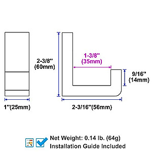 Angle Simple Bath Robe Hook 2 PCS, SUS304 Stainless Steel Bathroom Coat Towel Holder, Heavy Duty Wall Hook, Matte Black