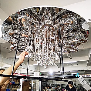 W32'' Chanderlier Lights for Living Room Large Chandeliers Bedroom Flush Chandeliers Modern Crystal Ceiling Chandelliers for Foyer Dining Room Hallway Bedroom Interior Luxury LED Ligting