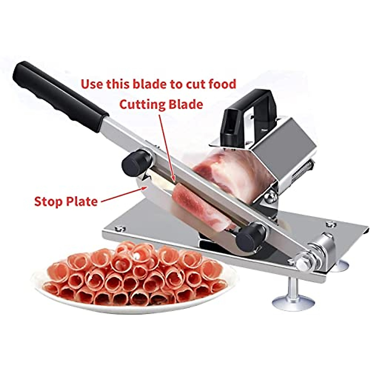 VETAKING Manual Frozen Meat Slicer Food Slicer Kitchen Meat Slicer Bread Cheese Fruit & Vegetable Stainless Beef Cutter Cutter Machine for Home Cooking of Hot Pot Shabu Shabu Korean BBQ
