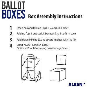 ALBEN Ballot Box for Suggestions Donations Raffles White Glossy Cardboard Boxes with Removable Header in Medium Size 6x6x6 inches with Slot for Tickets and More (2 Pack)