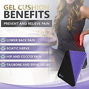 Purple Seat Cushion for Office Chair, Car, Desk, Wheelchair - Ultimate Purple Gel Seat Cushion for Butt - Desk Chair Cushion for Long Sitting - Seat Cushion for Tailbone Pain Relief and Sciatica