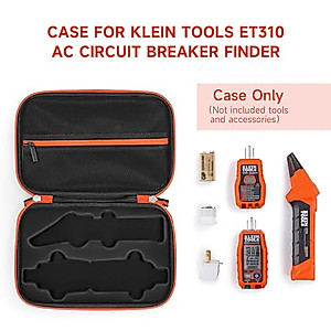 KingSung Hard Case Compatible with Klein Tools ET310 AC Circuit Breaker Finder, 80041 Outlet Repair Tool Kit and RT250 Integrated GFCI Receptacle Tester Accessories,with Smooth Double Zip（Only Case）