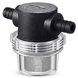 Water Pump Strainer, 3/8 Inch Hose Barb In-Line Strainer Twist-On Sprayer Filter for Water Pump 12V DC 80 PSI RV Camper Marine Boat Lawn