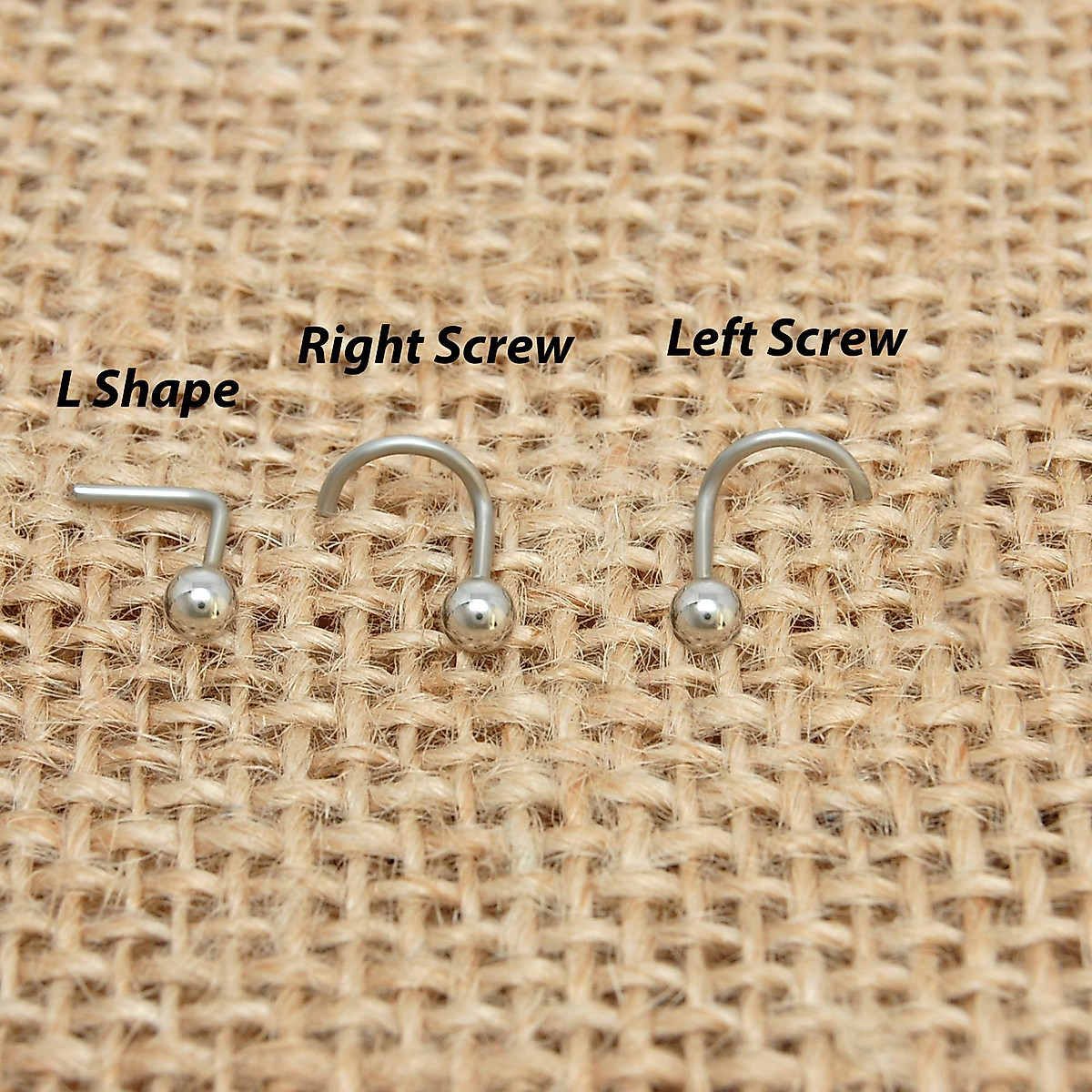 Titanium Nostril Ring Opal - Nose Stud Screw 20g - Nose Ring 18g - Nose Pin - Nose Bone Stud 22g - Nose Earring 16g (Gauge Size: 18g; Style: Left Screw)