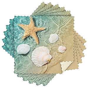 SUABO Seashell Starfish Kitchen Dishcloths, 6 Pack Dish Towels Quick Drying Tea Towels Absorbent Cleaning Towels Tableware Towel for Kitchen Bathroom