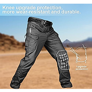 HYCOPROT Men's Tactical Pants Ripstop Water Repellent Lightweight Casual Cargo Pants Quick Dry Military Army 10 Pockets Work Trousers for Hiking, Outdoor, Hunting (34, Black)