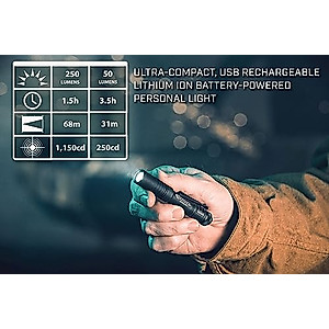 Streamlight 66608 MicroStream 250-Lumen EDC Ultra-Compact Flashlight with USB Rechargeable Battery, Clear Retail Packaging, Coyote