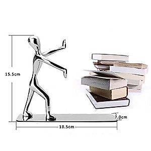 Bookends Creative Office Supplies Stationery Stainless Steel Kung Fu Man Bookends 1 Pair Humanoid Book Bookshelf Book Stoppers bookends