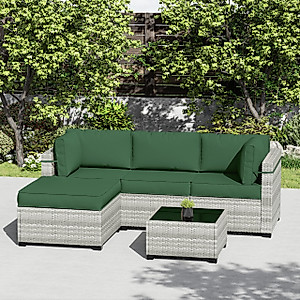 Pakunoda 9 Pack Patio Cushion Covers Outdoor Patio Cushions Covers Replacement Waterproof with Zipper for 5 Pcs Patio Furniture Set, Covers Only,Green