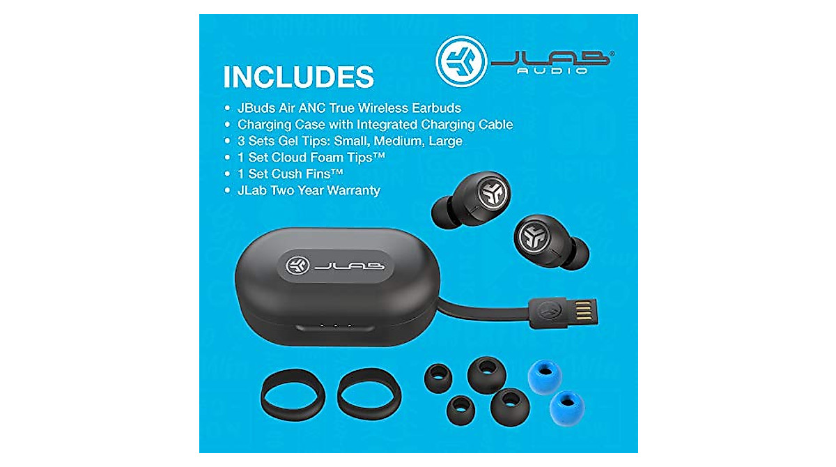 JLab JBuds Air ANC Wireless Earbuds | Active Noise Canceling & Long Battery