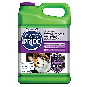 Cat's Pride Max Power: Total Odor Control - Up to 10 Days of Powerful Odor Control - Strong Clumping - 99% Dust Free - Multi-Cat Litter, Scented, 15 Pounds