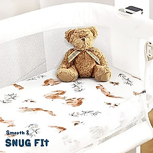 Stretchy Ultra Soft Fitted Bassinet Sheet Set 3 Pack, Universal Fit for Bassinets Baby Cradle Moses Basket Oval Rectangle Mattress Safe and Snug, Cute Jungle Squirrels and Animals