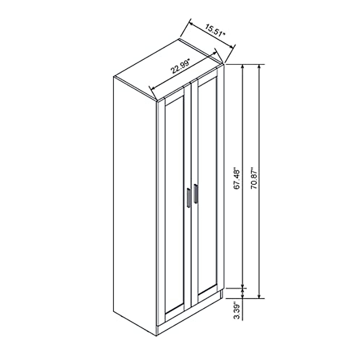 Panana Wooden Storage Cabinet, Collection Food Pantry Cabinet Narrow Cabinet with 2 Doors