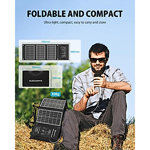 ELECAENTA 22W Solar Charger with 2 USB Ports, 24% High Efficiency, IP54 Waterproof, Foldable & Portable ETFE Solar Panel Charger for iPhone, iPad, Samsung, LG and Outdoor Camping Backpacking