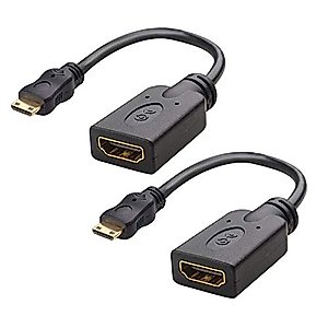 Cable Matters 2-Pack Mini HDMI to HDMI Adapter (HDMI to Mini HDMI Adapter) 6 Inches with 4K and HDR Support for Raspberry Pi Zero and More