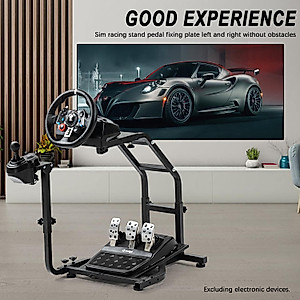 Marada Steering Wheel Stand Standing Fit for Logitech Thrustmaster G25 G27 G29 G920 G923 T300RS TX F458 T128 T248 Adjustable Sim Racing Stand Racing Simulator, Wheel Pedal Shifter Not Included