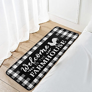 innewgogo Buffalo Plaid Farmhouse Kitchen Rug Floor Mat 39 Inch x 20Inch, Anti Fatigue Kitchen Mats for Home Decor Comfort Standing Mats Waterproof Kitchen Carpet