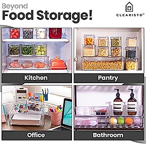 CLEARISTO 10 Pack Fridge Organizer - Stackable Refrigerator Organizer Bins with Lids - BPA-Free Fridge Organizers and Storage - Clear Fridge Storage Containers for Produce, Fruit, Vegetable