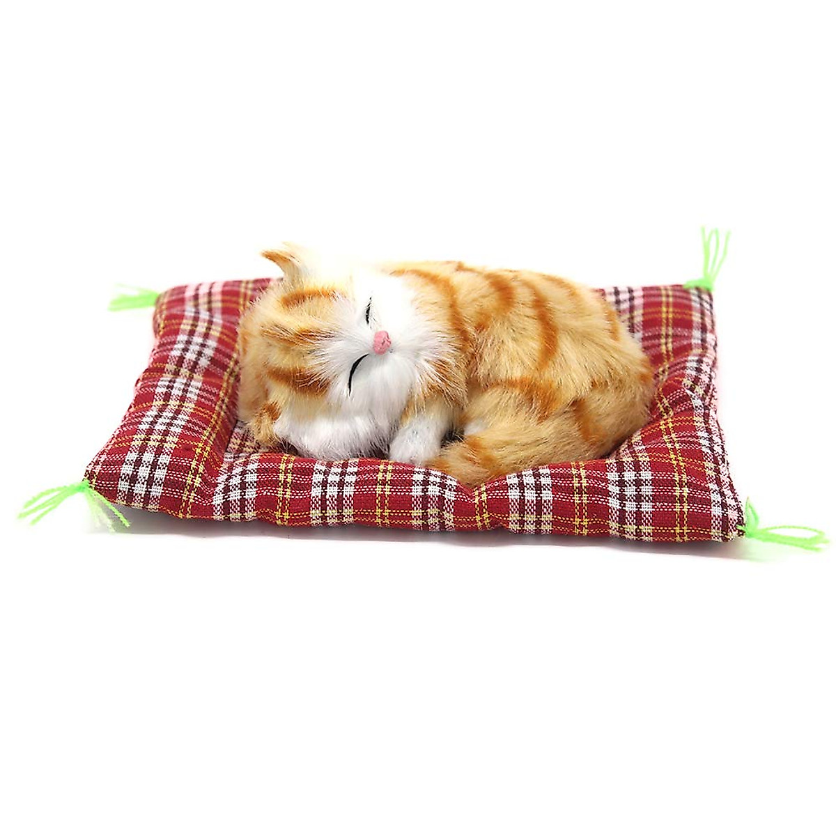 Coolayoung 2Pcs Sleeping Cat on Pad Doll Toy, Cute Mini Kitten on Pad with Meows Sounds Decor Hand Toy Gift for Kids Boys Girls