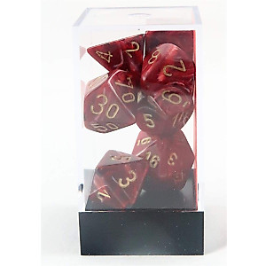Chessex CHX27434 Dice - Vortex: 7Pc Burgundy/Gold