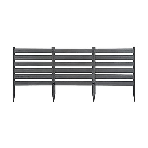 26in H x 24in W (3 Panels) No Dig Zippity Maui Fence Kit, Charcoal Color WoodTek Vinyl Fence Panel, Temporary Outdoor Border for Garden, Easy Install DIY Fence for Backyard, Patio, & Deck, ZP19066
