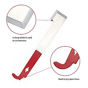 KINGLAKE GARDEN J Hook Hive Tool,2 pcs Beekeeping Equipment,Cleaning Your Beekeeping Supplies and Bee Hive,Stainless Steel Bee Hive Scraper