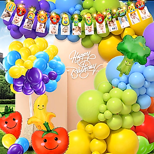 Generic 124pcs Fruit 1st Birthday Decorations, Dancing Fruit 1st Birthday Decorations Fruit Party Decorations Swirls Banner cupcake topper Backdrop Fruit Balloons Arch Set for Baby