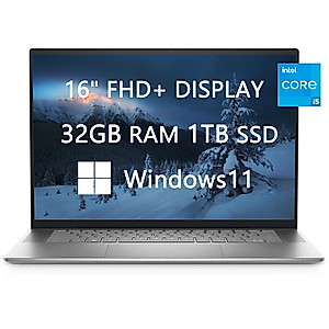 Dell 2023 Newest Upgraded Inspiron Laptops for College Student & Business, 16 inch FHD+ Computer, 12th Gen Intel Core i5-1235U 10-Core, 32GB RAM, 1TB SSD, Fast Charge, USB-C, Lightweight, Windows 11