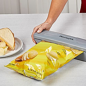 PowerXL Duo NutriSealer Food Vacuum Sealer Machine with Vacuum Seal Bags & Rolls, Double Airtight Sealing with Built-in Cutter, Small Snack Bag Capability, Safety Certified, Lab Tested, LED Indicator Lights, 11 inch (Slate)