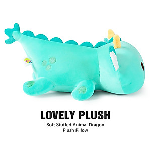 Onsoyours Chubby Dragon Stuffed Animal Adorable Plushies Soft Huggable Plush Pillow Kawaii Cute Dragon Plushie Toy for Kids (Cyan Dragon, 10")