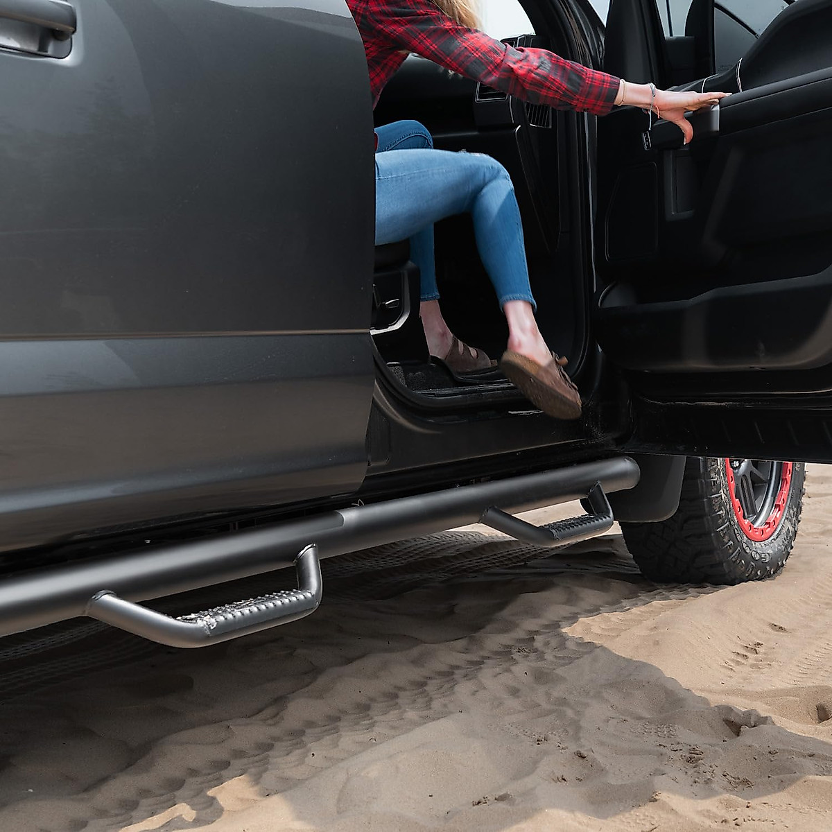 N-Fab Nerf Steps | Textured Black, Wheel-to-Wheel | T0580CC-TX | Fits 2005-2015 Toyota Tacoma Double Cab 5' Short Bed, SRW Gas