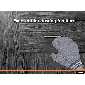 Superio Microfiber Dusting Gloves for Plants, Silver Polishing Gloves Reusable Scratch Free Miracle Mitt, Washable Cleaning Car Wash Mitt