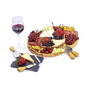 Taoware Bamboo Serving Platter with Cheese Knives for Charcuterie Board Premium Cheese Board for Housewarming Gift Practical Trays for Serving Food