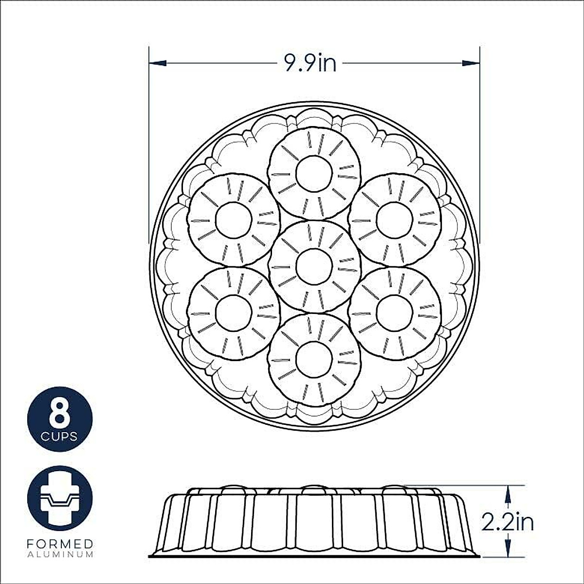 Nordic Ware Cake Pan Pineapple Upsidedown, 8-cup, Sea Glass