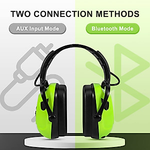 Dison Bluetooth Ear muffs, 36dB Noise Reduction Safety Earmuffs, Wireless Hearing Protection Headphones (Green)