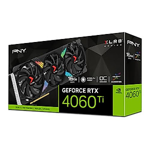 PNY GeForce RTX™ 4060 Ti 16GB XLR8 Gaming Verto™ RGB Triple Fan OC Graphics Card DLSS 3 (ARGB, 128-bit, PCIe 4.0, GDDR6, HDMI/DisplayPort, Supports 4k, 2 Slot)