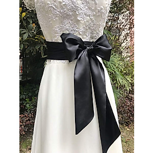AIMECHA Special Occasion Dress Sash Wedding Sash Bridal Belts 4'' Wide Double Side (Black)