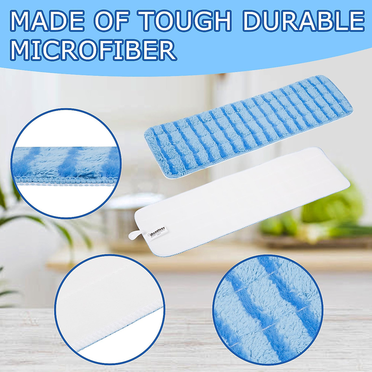 Premium Replacement Microfiber Pad for Universal Mop Head System - Heavy Duty - 4 Pack Wet & Dry Commercial Cleaning Refills Reusable Mop Refills Fit for Most Microfiber Flat Mop System 18"