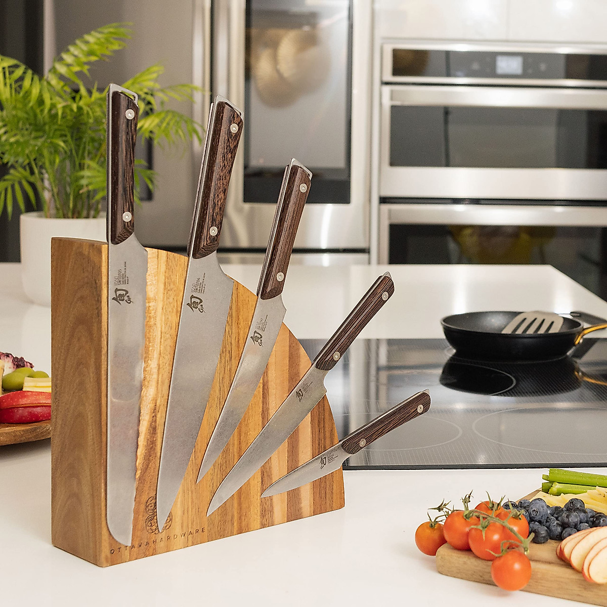 Elegant OTTAVA Magnetic Knife Block Attaches 10 Knives - Sanitary Magnetic Knife Holders - Magnetic Knife Holder Gift - Magnetic Knife Blocks Elevate Kitchen Space