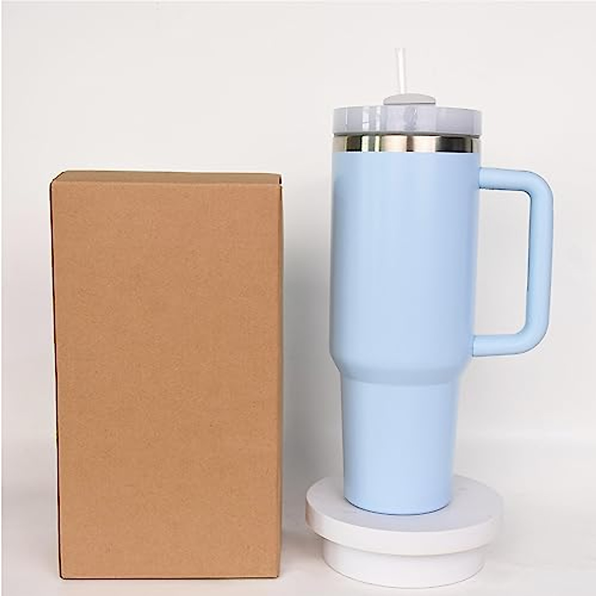 PureElement 40 oz Adventure Quencher Tumbler H2.0 with Handle and Straw | New Easy Grip | Double Wall Stainless Steel Insulated Design | Resistant and Durable | Dupe Mug Cup (Chambray)